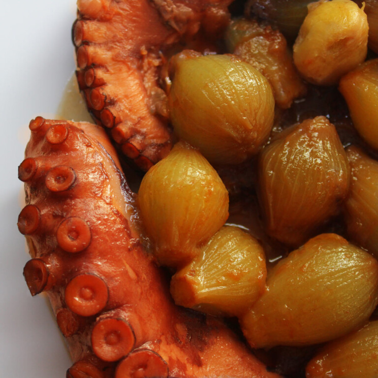 GREEK OCTOPUS STEW WITH ONIONS - 30 days of Greek food