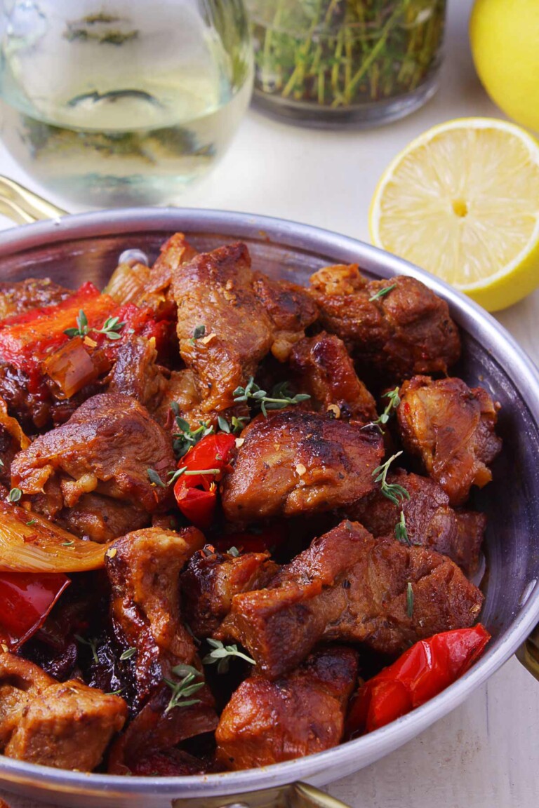 GREEK PORK CHUNKS – TIGANIA - 30 days of Greek food