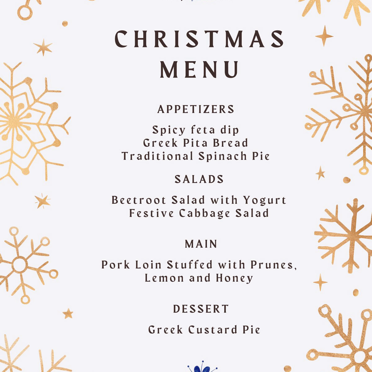 GREEK CHRISTMAS DINNER TIME PLAN AND SHOPPING LIST - 30 days of Greek food